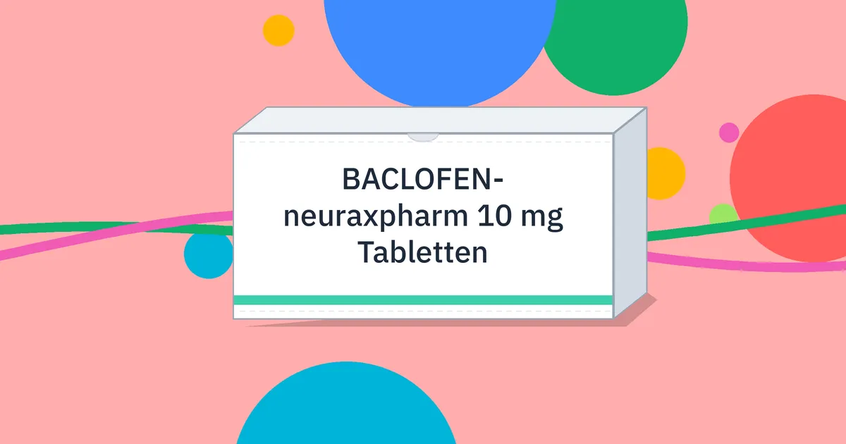 Symbolbild: Packung mit der Aufschrift BACLOFEN-neuraxpharm 10 mg Tabletten (PZN 09228609) – Verfügbarkeit und Bezug in Apotheken in Frankfurt am Main