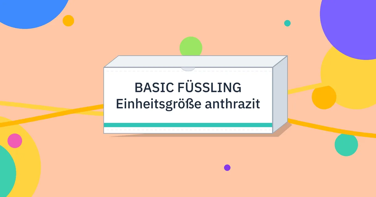 Symbolbild: Packung mit der Aufschrift BASIC FÜSSLING Einheitsgröße anthrazit (PZN 15381775) – Verfügbarkeit und Bezug in Apotheken in Frankfurt am Main