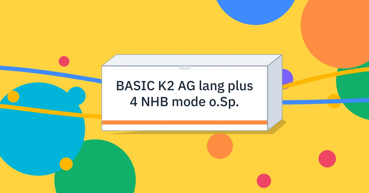Symbolbild: Packung mit der Aufschrift BASIC K2 AG lang plus 4 NHB mode o.Sp. (PZN 20267739) – Verfügbarkeit und Bezug in Apotheken in Frankfurt am Main