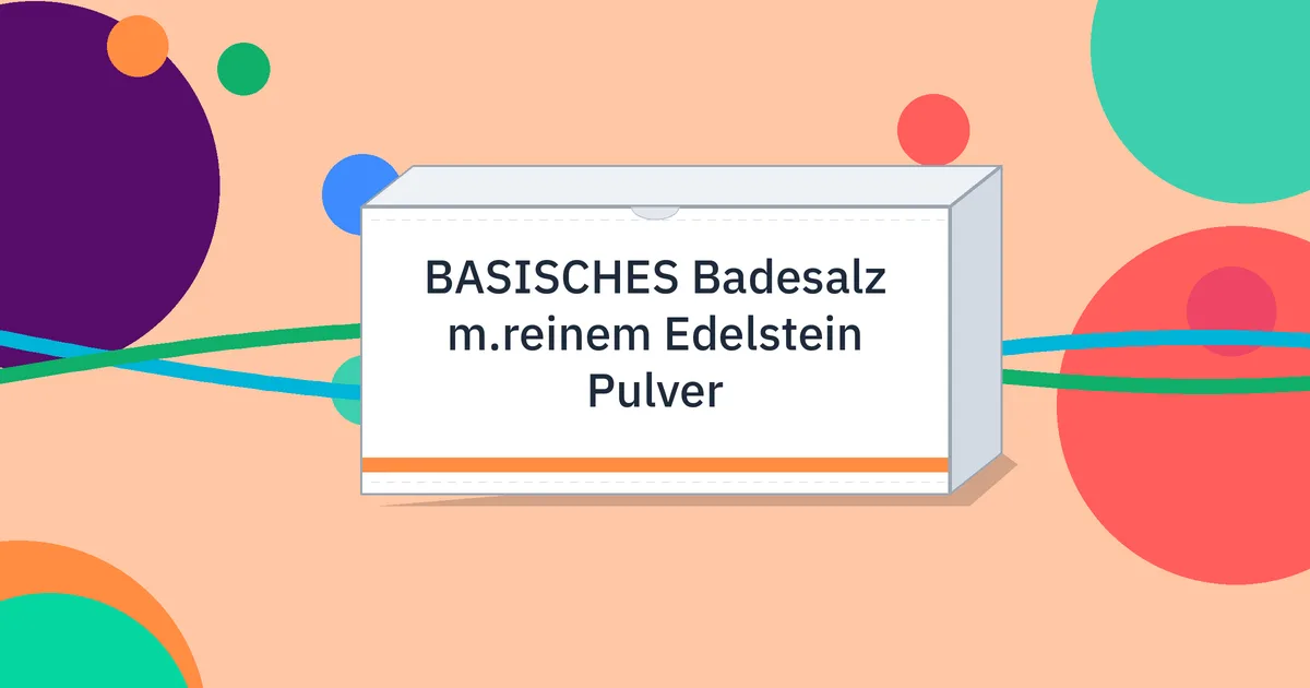 Symbolbild: Packung mit der Aufschrift BASISCHES Badesalz m.reinem Edelstein Pulver (PZN 02399070) – Verfügbarkeit und Bezug in Apotheken in Frankfurt am Main