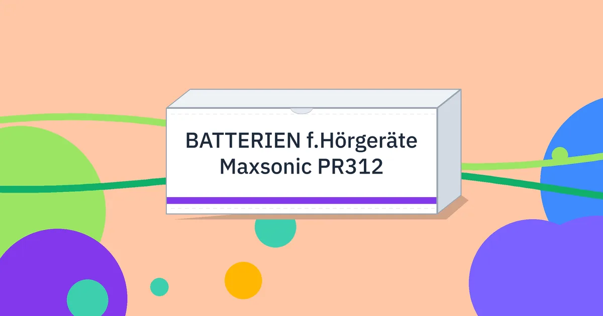 Symbolbild: Packung mit der Aufschrift BATTERIEN f.Hörgeräte Maxsonic PR312 (PZN 02195924) – Verfügbarkeit und Bezug in Apotheken in Frankfurt am Main