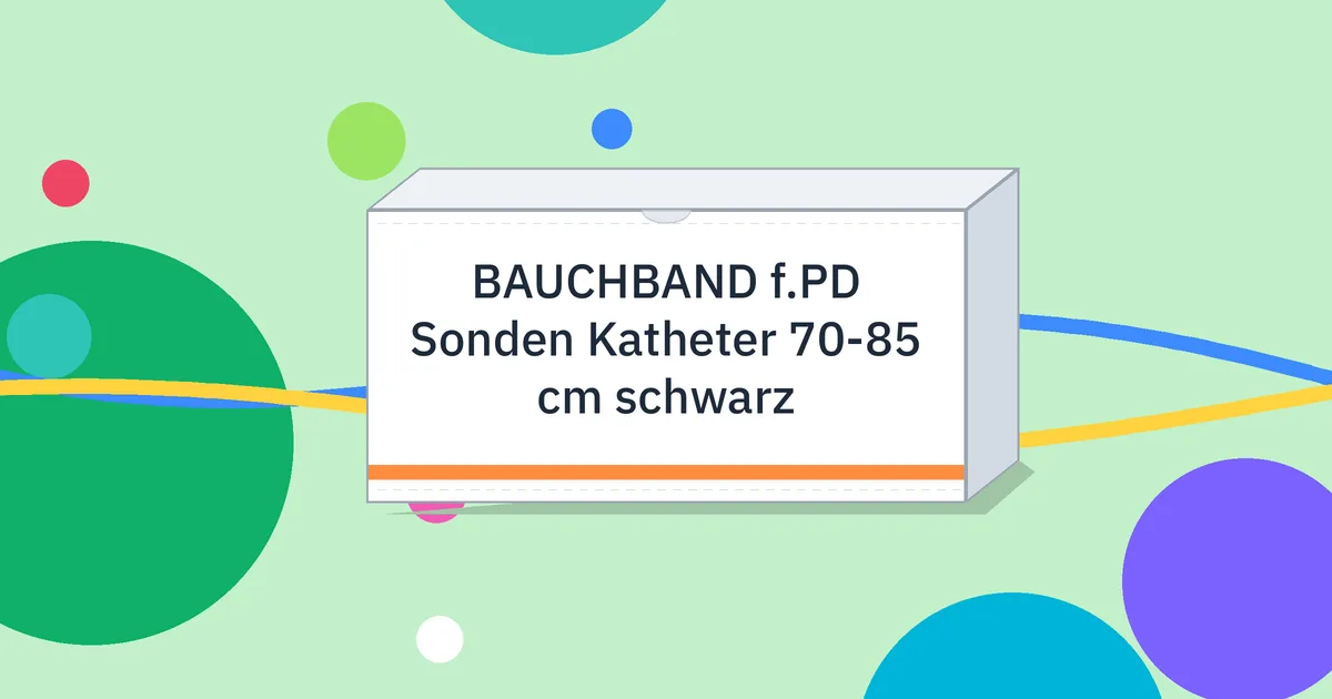Symbolbild: Packung mit der Aufschrift BAUCHBAND f.PD Sonden Katheter 70-85 cm schwarz (PZN 15391294) – Verfügbarkeit und Bezug in Apotheken in Frankfurt am Main