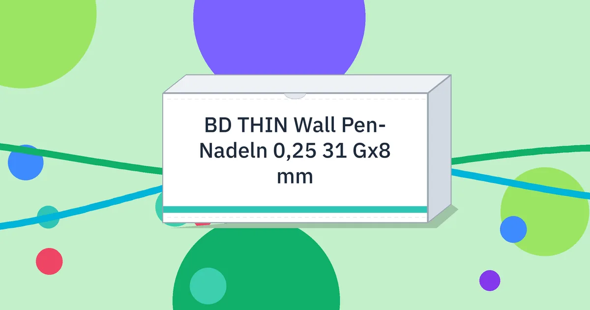 Symbolbild: Packung mit der Aufschrift BD THIN Wall Pen-Nadeln 0,25 31 Gx8 mm (PZN 11318685) – Verfügbarkeit und Bezug in Apotheken in Frankfurt am Main