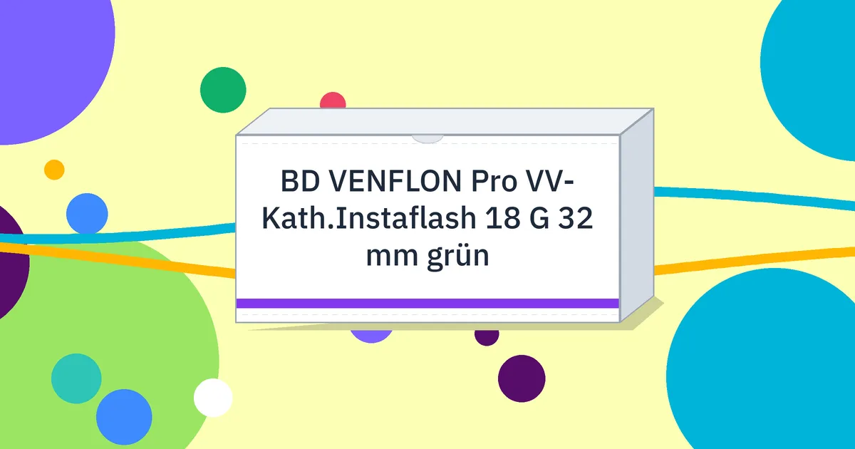Symbolbild: Packung mit der Aufschrift BD VENFLON Pro VV-Kath.Instaflash 18 G 32 mm grün (PZN 20273467) – Verfügbarkeit und Bezug in Apotheken in Frankfurt am Main