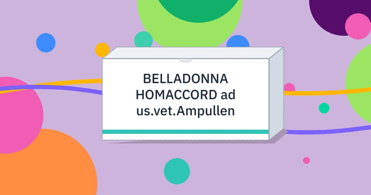 Symbolbild: Packung mit der Aufschrift BELLADONNA HOMACCORD ad us.vet.Ampullen (PZN 02551632) – Verfügbarkeit und Bezug in Apotheken in Frankfurt am Main
