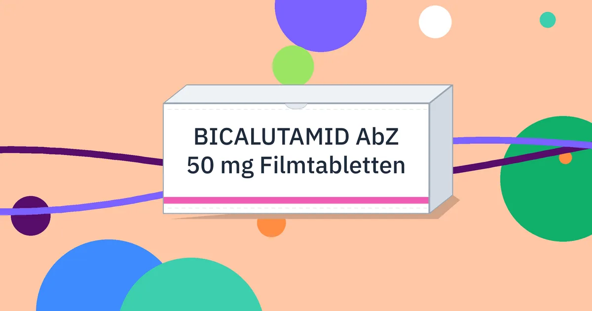 Symbolbild: Packung mit der Aufschrift BICALUTAMID AbZ 50 mg Filmtabletten (PZN 03575563) – Verfügbarkeit und Bezug in Apotheken in Frankfurt am Main