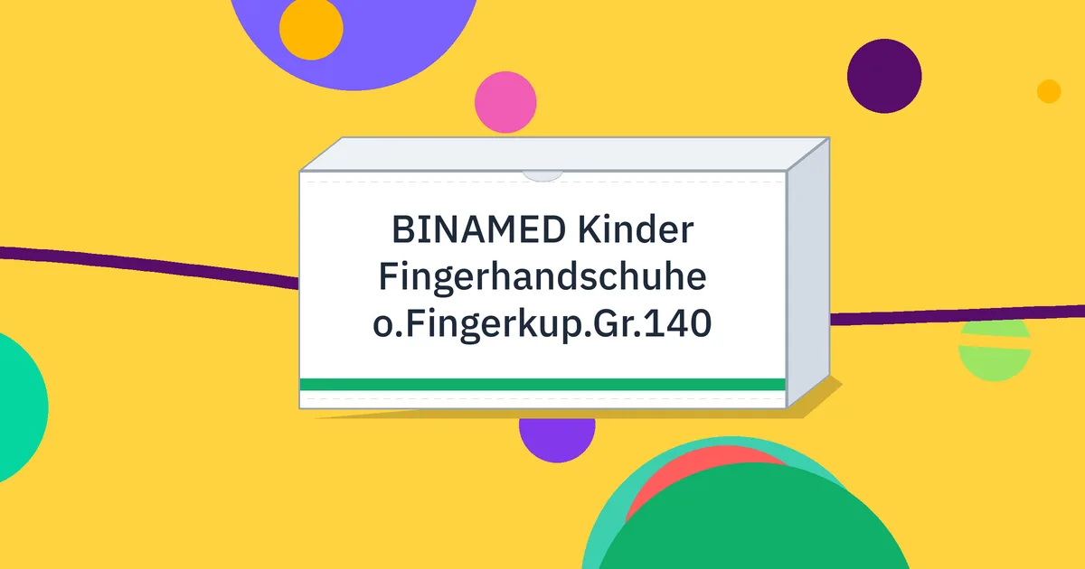 Symbolbild: Packung mit der Aufschrift BINAMED Kinder Fingerhandschuhe o.Fingerkup.Gr.140 (PZN 05379145) – Verfügbarkeit und Bezug in Apotheken in Frankfurt am Main