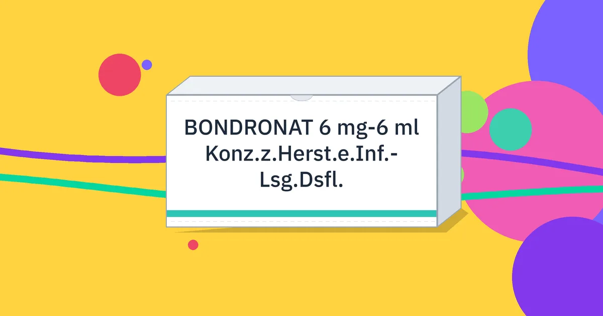 Symbolbild: Packung mit der Aufschrift BONDRONAT 6 mg-6 ml Konz.z.Herst.e.Inf.-Lsg.Dsfl. (PZN 09505227) – Verfügbarkeit und Bezug in Apotheken in Frankfurt am Main