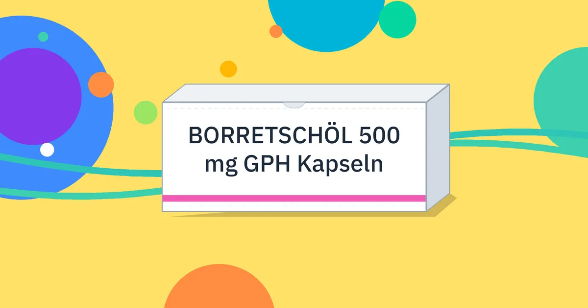 Symbolbild: Packung mit der Aufschrift BORRETSCHÖL 500 mg GPH Kapseln (PZN 04410812) – Verfügbarkeit und Bezug in Apotheken in Frankfurt am Main