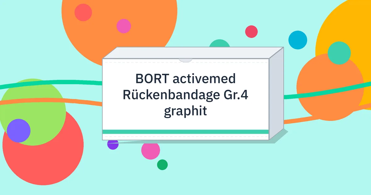 Symbolbild: Packung mit der Aufschrift BORT activemed Rückenbandage Gr.4 graphit (PZN 17582354) – Verfügbarkeit und Bezug in Apotheken in Frankfurt am Main