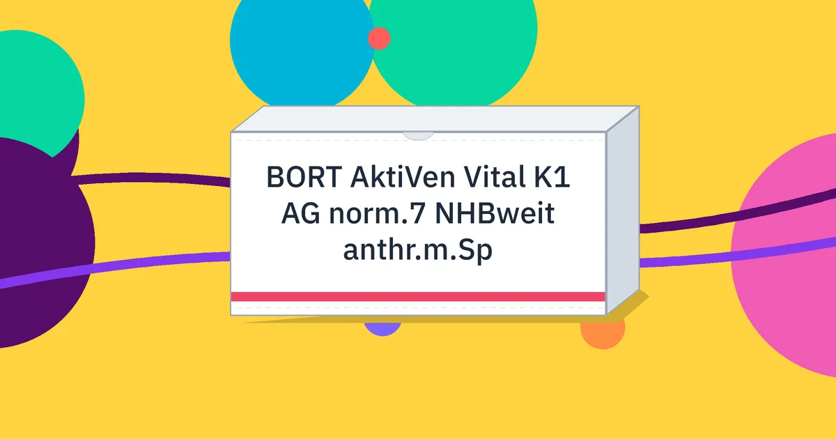 Symbolbild: Packung mit der Aufschrift BORT AktiVen Vital K1 AG norm.7 NHBweit anthr.m.Sp (PZN 13734028) – Verfügbarkeit und Bezug in Apotheken in Frankfurt am Main