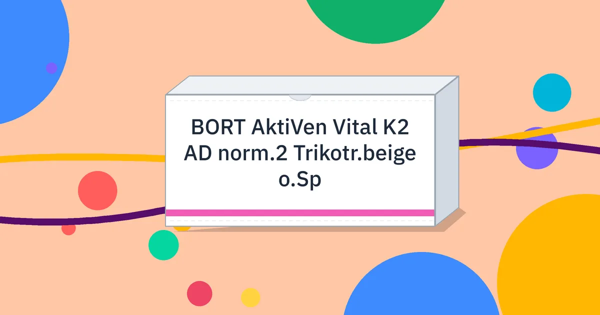 Symbolbild: Packung mit der Aufschrift BORT AktiVen Vital K2 AD norm.2 Trikotr.beige o.Sp (PZN 13726968) – Verfügbarkeit und Bezug in Apotheken in Frankfurt am Main