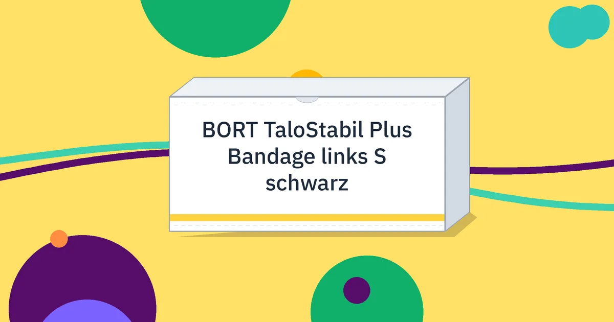 Symbolbild: Packung mit der Aufschrift BORT TaloStabil Plus Bandage links S schwarz (PZN 07672180) – Verfügbarkeit und Bezug in Apotheken in Frankfurt am Main