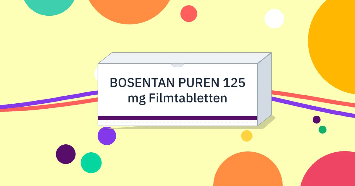 Symbolbild: Packung mit der Aufschrift BOSENTAN PUREN 125 mg Filmtabletten (PZN 19055995) – Verfügbarkeit und Bezug in Apotheken in Frankfurt am Main
