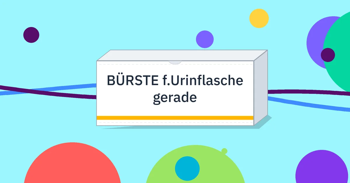Symbolbild: Packung mit der Aufschrift BÜRSTE f.Urinflasche gerade (PZN 03854872) – Verfügbarkeit und Bezug in Apotheken in Frankfurt am Main