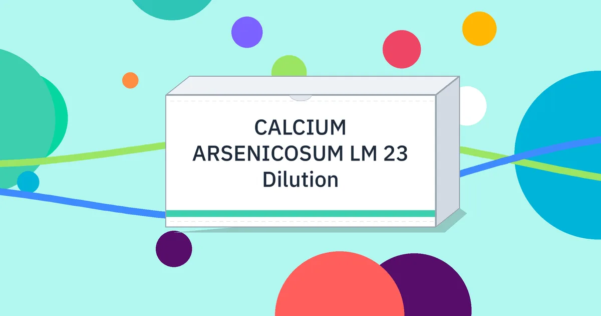 Symbolbild: Packung mit der Aufschrift CALCIUM ARSENICOSUM LM 23 Dilution (PZN 12800119) – Verfügbarkeit und Bezug in Apotheken in Frankfurt am Main