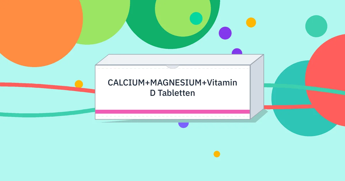 Symbolbild: Packung mit der Aufschrift CALCIUM+MAGNESIUM+Vitamin D Tabletten (PZN 03934594) – Verfügbarkeit und Bezug in Apotheken in Frankfurt am Main