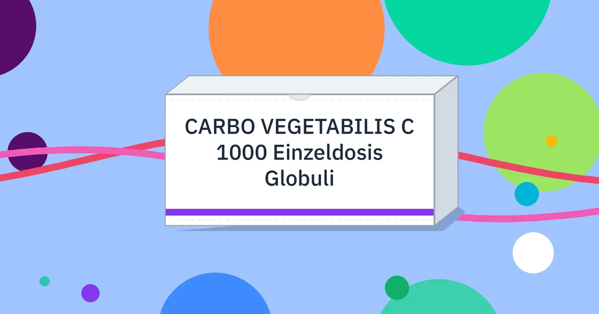 Symbolbild: Packung mit der Aufschrift CARBO VEGETABILIS C 1000 Einzeldosis Globuli (PZN 03033158) – Verfügbarkeit und Bezug in Apotheken in Frankfurt am Main