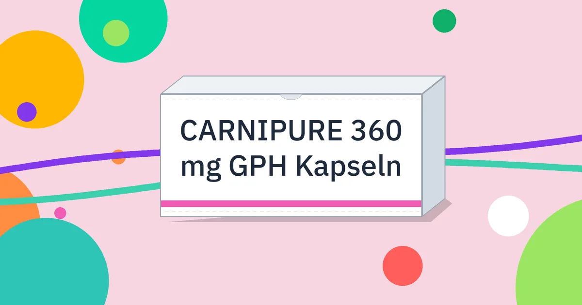 Symbolbild: Packung mit der Aufschrift CARNIPURE 360 mg GPH Kapseln (PZN 19860082) – Verfügbarkeit und Bezug in Apotheken in Frankfurt am Main