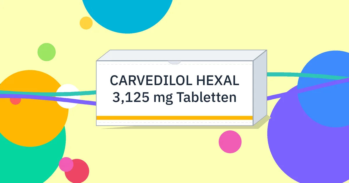 Symbolbild: Packung mit der Aufschrift CARVEDILOL HEXAL 3,125 mg Tabletten (PZN 02227162) – Verfügbarkeit und Bezug in Apotheken in Frankfurt am Main