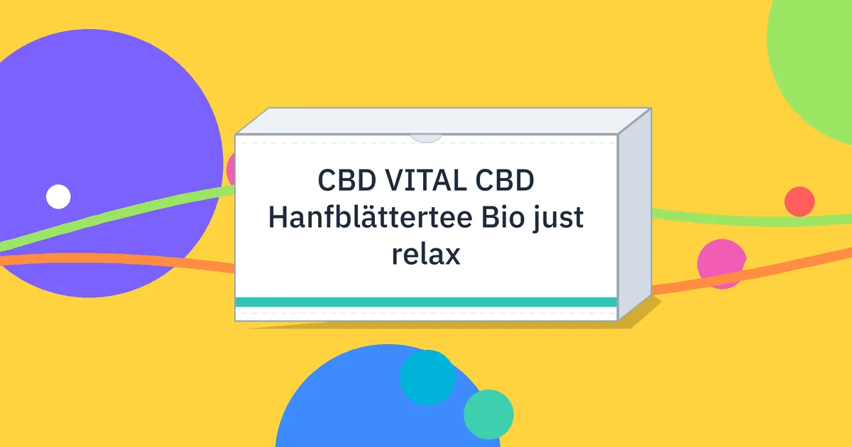 Symbolbild: Packung mit der Aufschrift CBD VITAL CBD Hanfblättertee Bio just relax (PZN 19640512) – Verfügbarkeit und Bezug in Apotheken in Frankfurt am Main