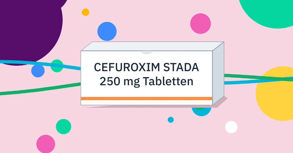 Symbolbild: Packung mit der Aufschrift CEFUROXIM STADA 250 mg Tabletten (PZN 02825839) – Verfügbarkeit und Bezug in Apotheken in Frankfurt am Main