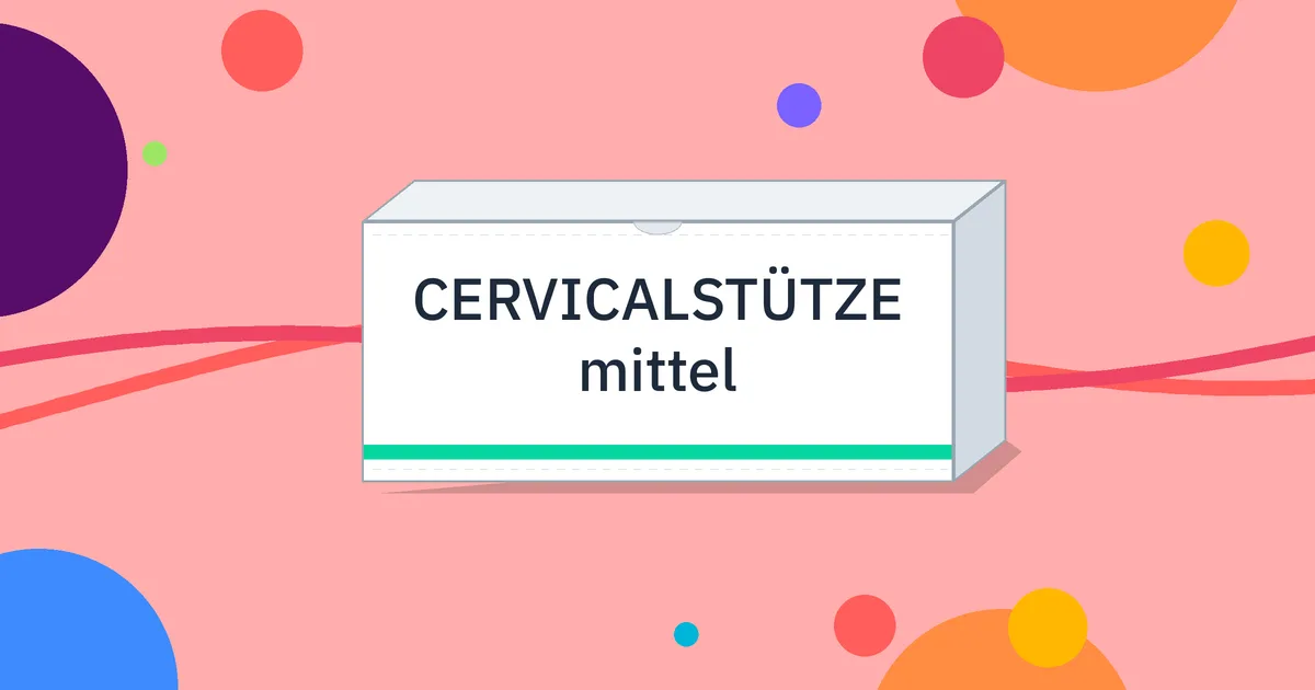 Symbolbild: Packung mit der Aufschrift CERVICALSTÜTZE mittel (PZN 05956602) – Verfügbarkeit und Bezug in Apotheken in Frankfurt am Main
