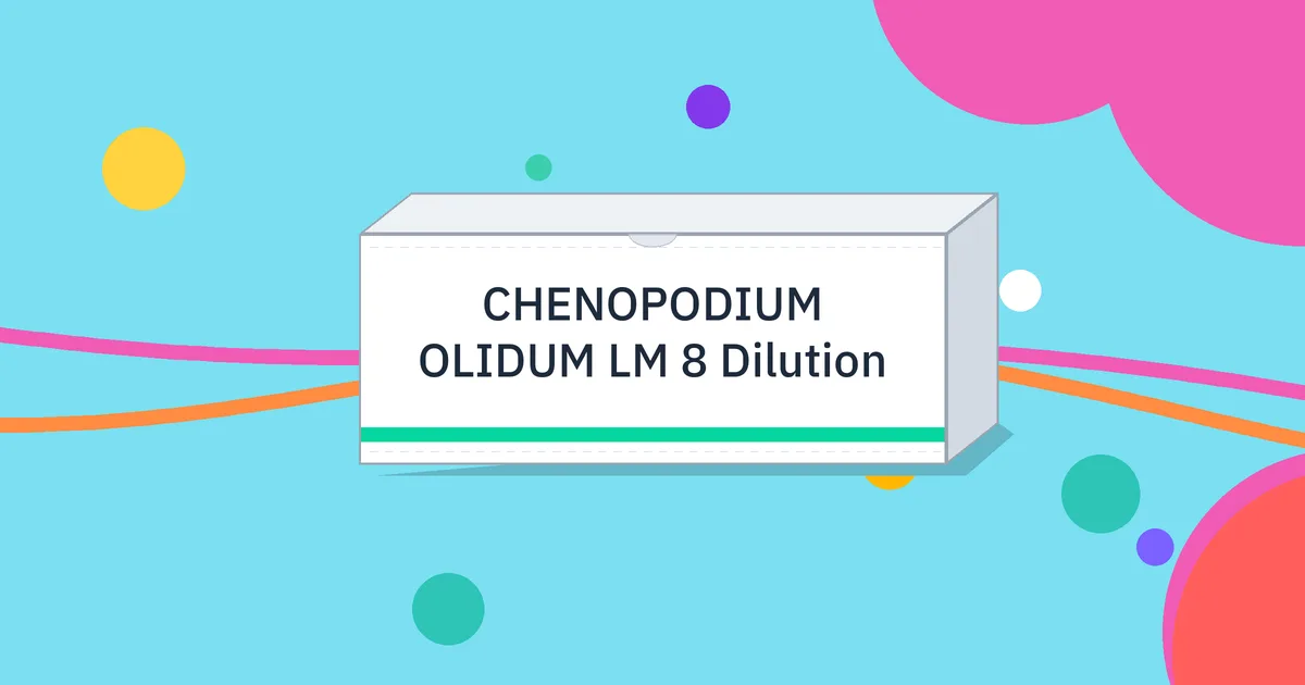 Symbolbild: Packung mit der Aufschrift CHENOPODIUM OLIDUM LM 8 Dilution (PZN 13441220) – Verfügbarkeit und Bezug in Apotheken in Frankfurt am Main