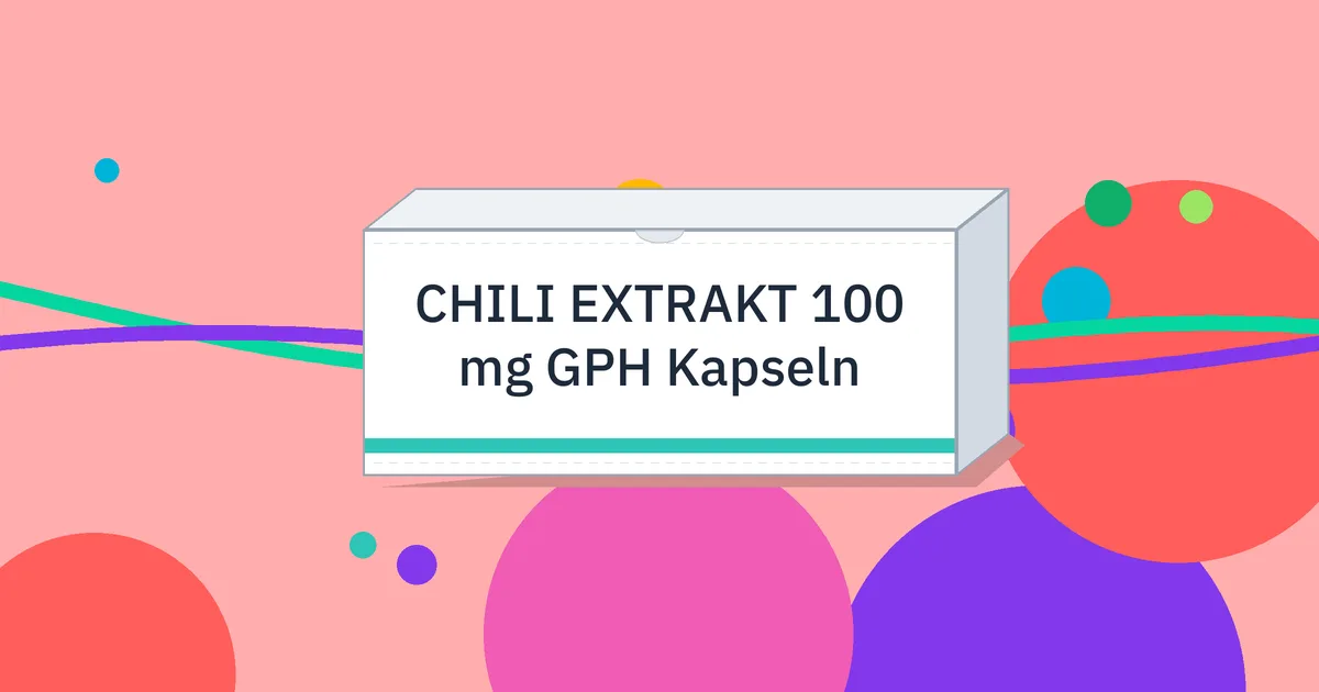 Symbolbild: Packung mit der Aufschrift CHILI EXTRAKT 100 mg GPH Kapseln (PZN 06832397) – Verfügbarkeit und Bezug in Apotheken in Frankfurt am Main