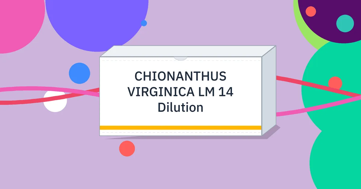 Symbolbild: Packung mit der Aufschrift CHIONANTHUS VIRGINICA LM 14 Dilution (PZN 13443182) – Verfügbarkeit und Bezug in Apotheken in Frankfurt am Main