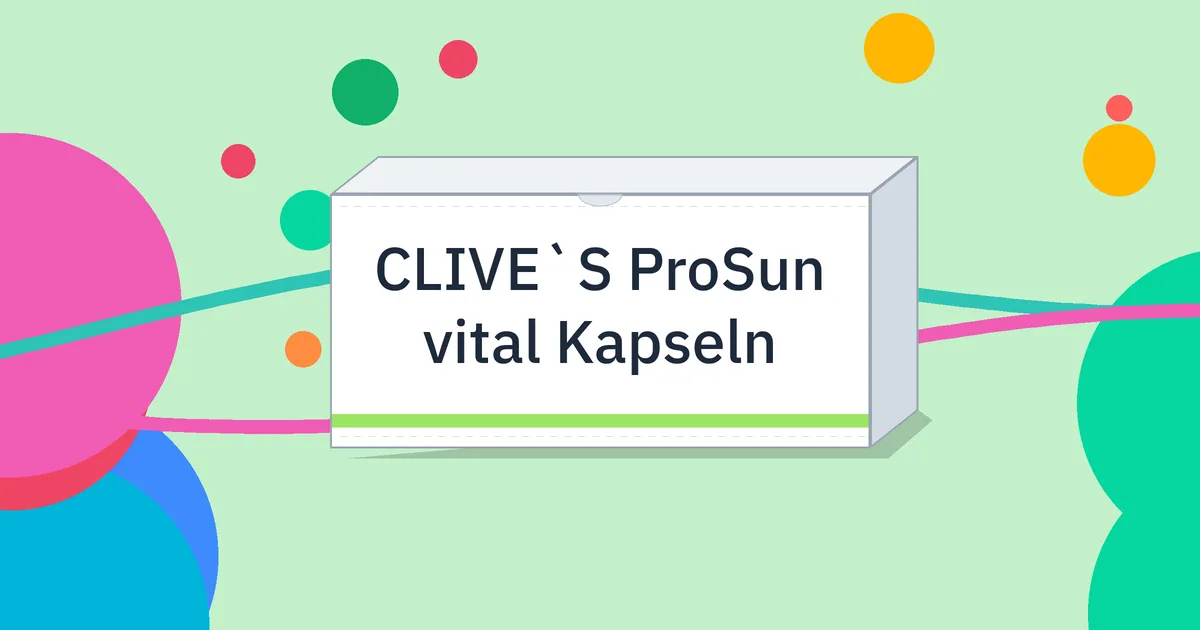 Symbolbild: Packung mit der Aufschrift CLIVE`S ProSun vital Kapseln (PZN 11856508) – Verfügbarkeit und Bezug in Apotheken in Frankfurt am Main