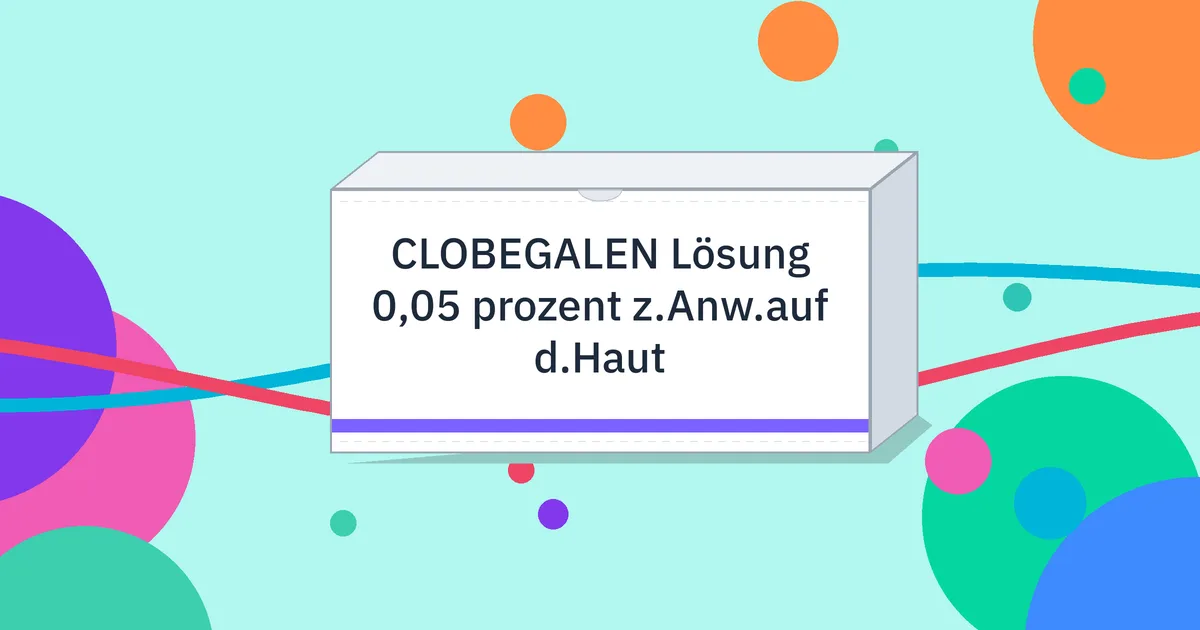 Symbolbild: Packung mit der Aufschrift CLOBEGALEN Lösung 0,05 prozent z.Anw.auf d.Haut (PZN 02662314) – Verfügbarkeit und Bezug in Apotheken in Frankfurt am Main