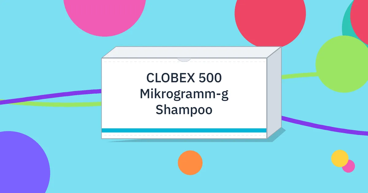 Symbolbild: Packung mit der Aufschrift CLOBEX 500 Mikrogramm-g Shampoo (PZN 11668014) – Verfügbarkeit und Bezug in Apotheken in Frankfurt am Main