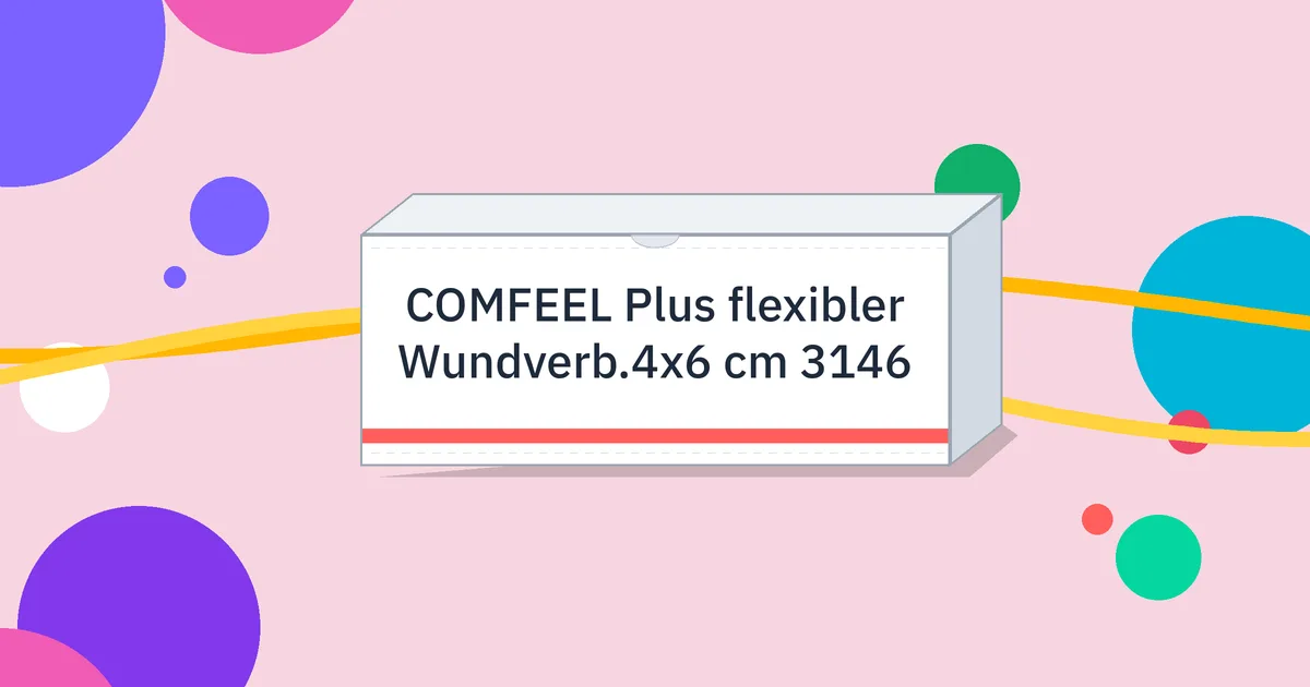Symbolbild: Packung mit der Aufschrift COMFEEL Plus flexibler Wundverb.4x6 cm 3146 (PZN 09892709) – Verfügbarkeit und Bezug in Apotheken in Frankfurt am Main