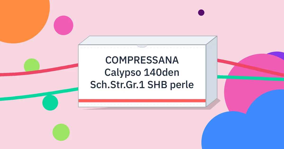 Symbolbild: Packung mit der Aufschrift COMPRESSANA Calypso 140den Sch.Str.Gr.1 SHB perle (PZN 11218216) – Verfügbarkeit und Bezug in Apotheken in Frankfurt am Main
