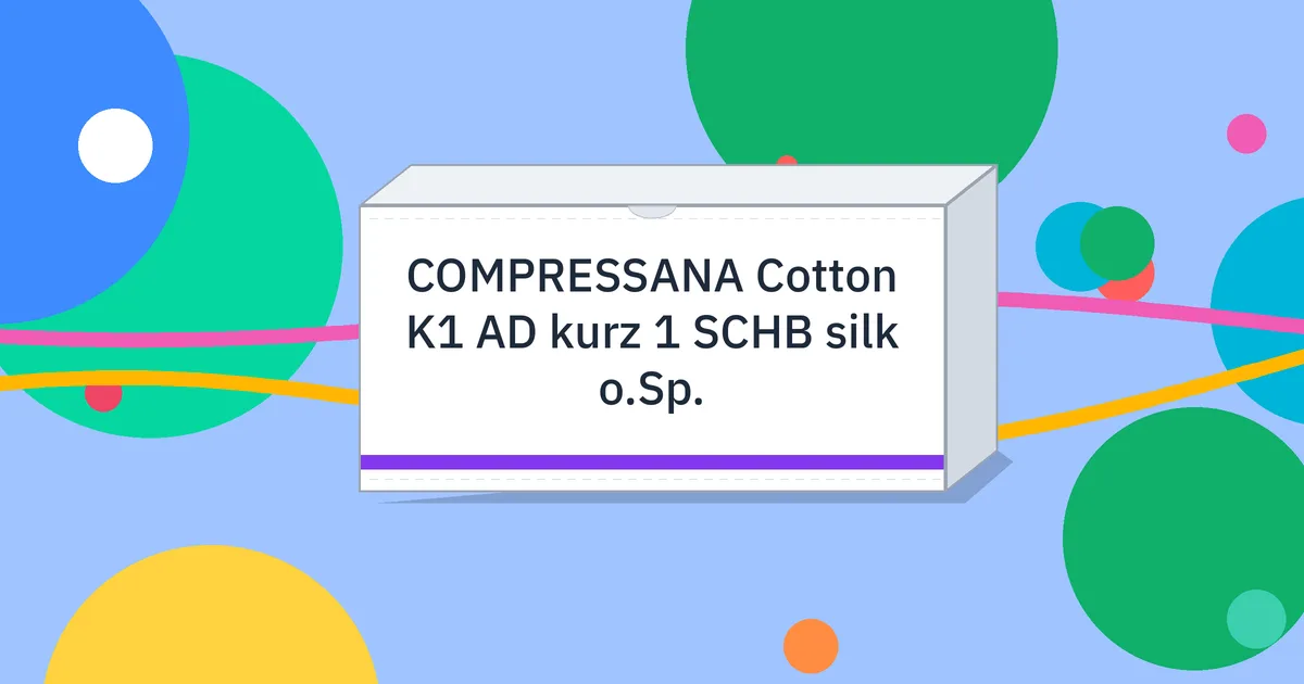 Symbolbild: Packung mit der Aufschrift COMPRESSANA Cotton K1 AD kurz 1 SCHB silk o.Sp. (PZN 16959199) – Verfügbarkeit und Bezug in Apotheken in Frankfurt am Main