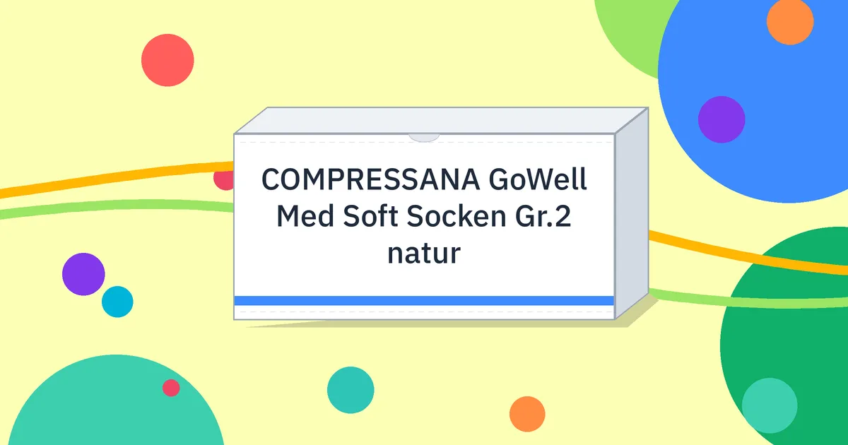 Symbolbild: Packung mit der Aufschrift COMPRESSANA GoWell Med Soft Socken Gr.2 natur (PZN 05142957) – Verfügbarkeit und Bezug in Apotheken in Frankfurt am Main