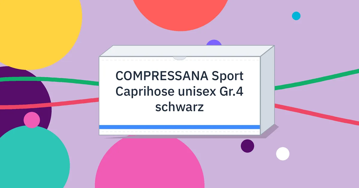 Symbolbild: Packung mit der Aufschrift COMPRESSANA Sport Caprihose unisex Gr.4 schwarz (PZN 18790244) – Verfügbarkeit und Bezug in Apotheken in Frankfurt am Main