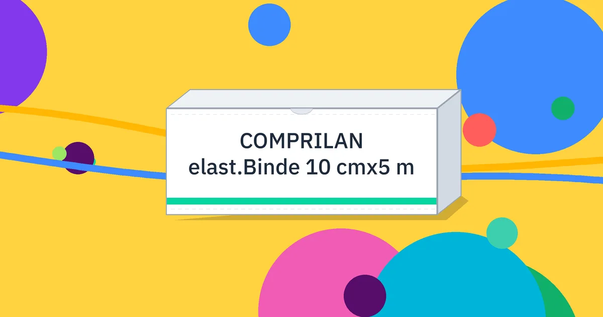 Symbolbild: Packung mit der Aufschrift COMPRILAN elast.Binde 10 cmx5 m (PZN 17200275) – Verfügbarkeit und Bezug in Apotheken in Frankfurt am Main