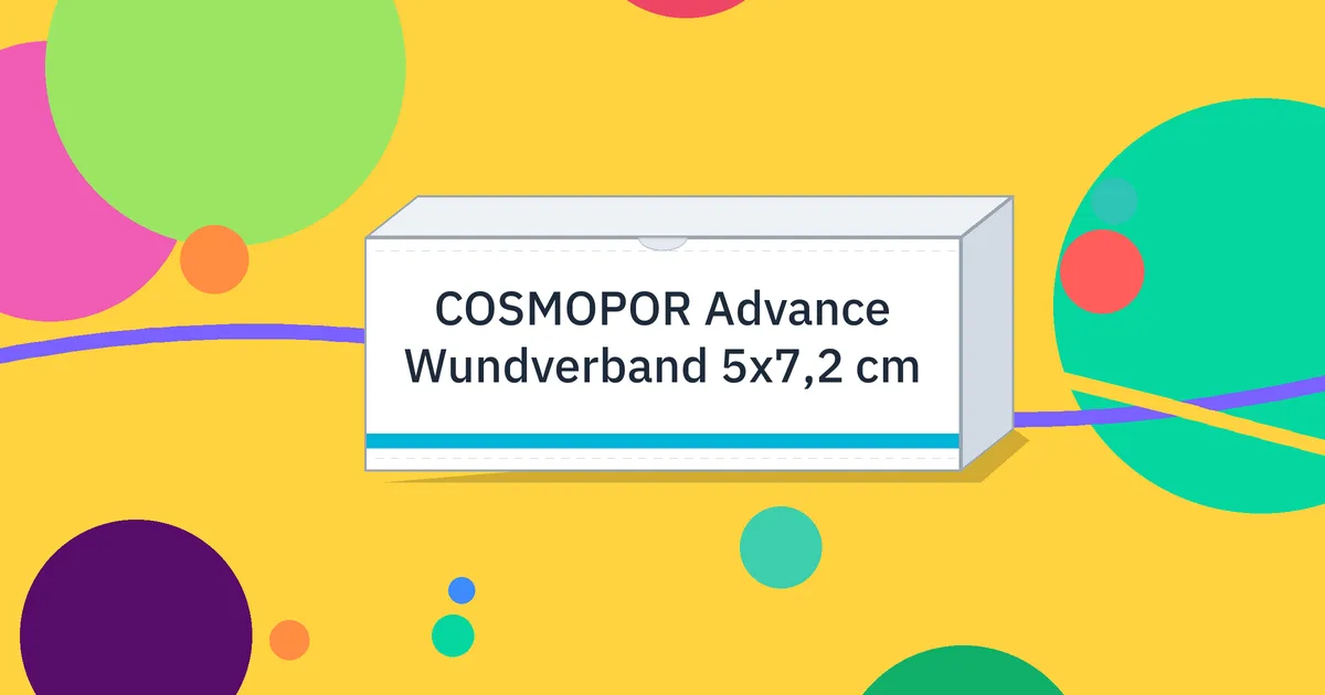 Symbolbild: Packung mit der Aufschrift COSMOPOR Advance Wundverband 5x7,2 cm (PZN 17565775) – Verfügbarkeit und Bezug in Apotheken in Frankfurt am Main