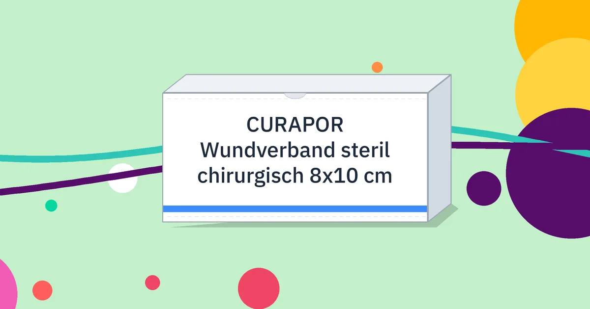 Symbolbild: Packung mit der Aufschrift CURAPOR Wundverband steril chirurgisch 8x10 cm (PZN 14029591) – Verfügbarkeit und Bezug in Apotheken in Frankfurt am Main