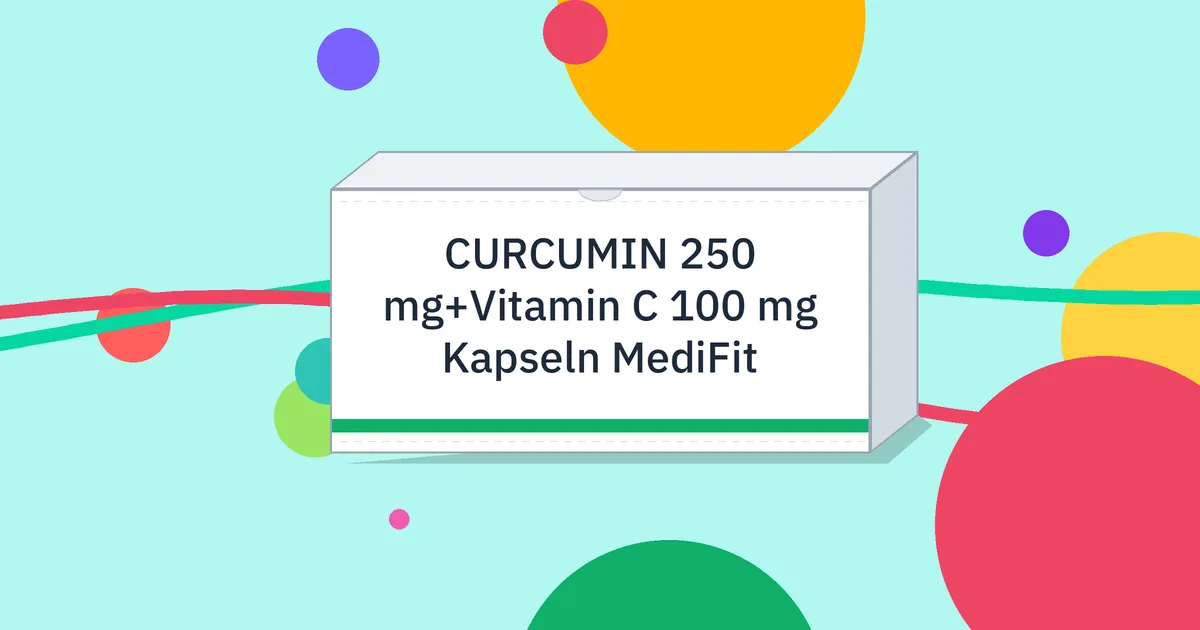 Symbolbild: Packung mit der Aufschrift CURCUMIN 250 mg+Vitamin C 100 mg Kapseln MediFit (PZN 13417150) – Verfügbarkeit und Bezug in Apotheken in Frankfurt am Main