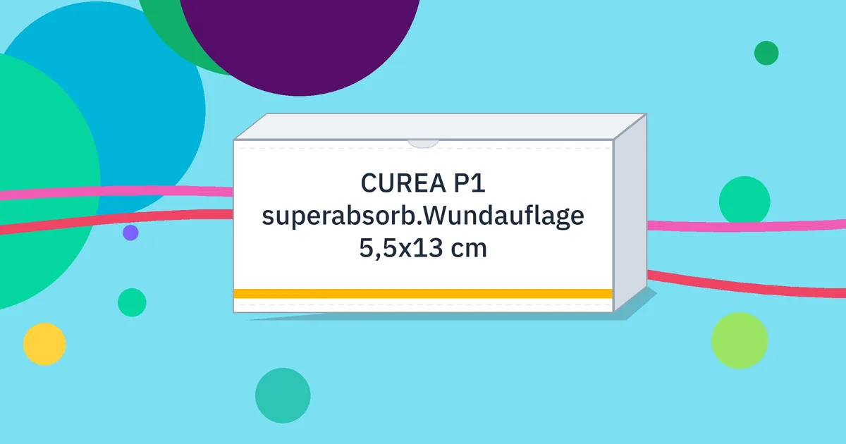 Symbolbild: Packung mit der Aufschrift CUREA P1 superabsorb.Wundauflage 5,5x13 cm (PZN 11669700) – Verfügbarkeit und Bezug in Apotheken in Frankfurt am Main
