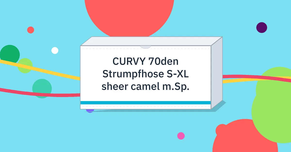 Symbolbild: Packung mit der Aufschrift CURVY 70den Strumpfhose S-XL sheer camel m.Sp. (PZN 16175629) – Verfügbarkeit und Bezug in Apotheken in Frankfurt am Main