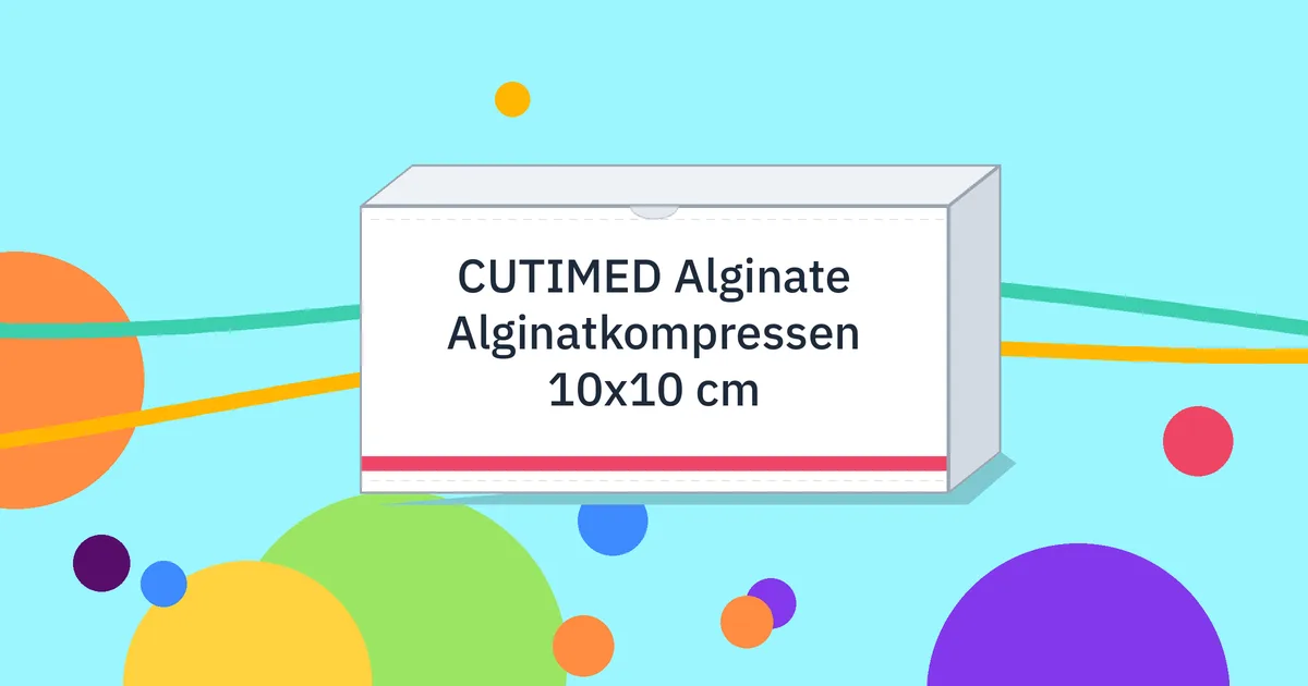 Symbolbild: Packung mit der Aufschrift CUTIMED Alginate Alginatkompressen 10x10 cm (PZN 01179082) – Verfügbarkeit und Bezug in Apotheken in Frankfurt am Main