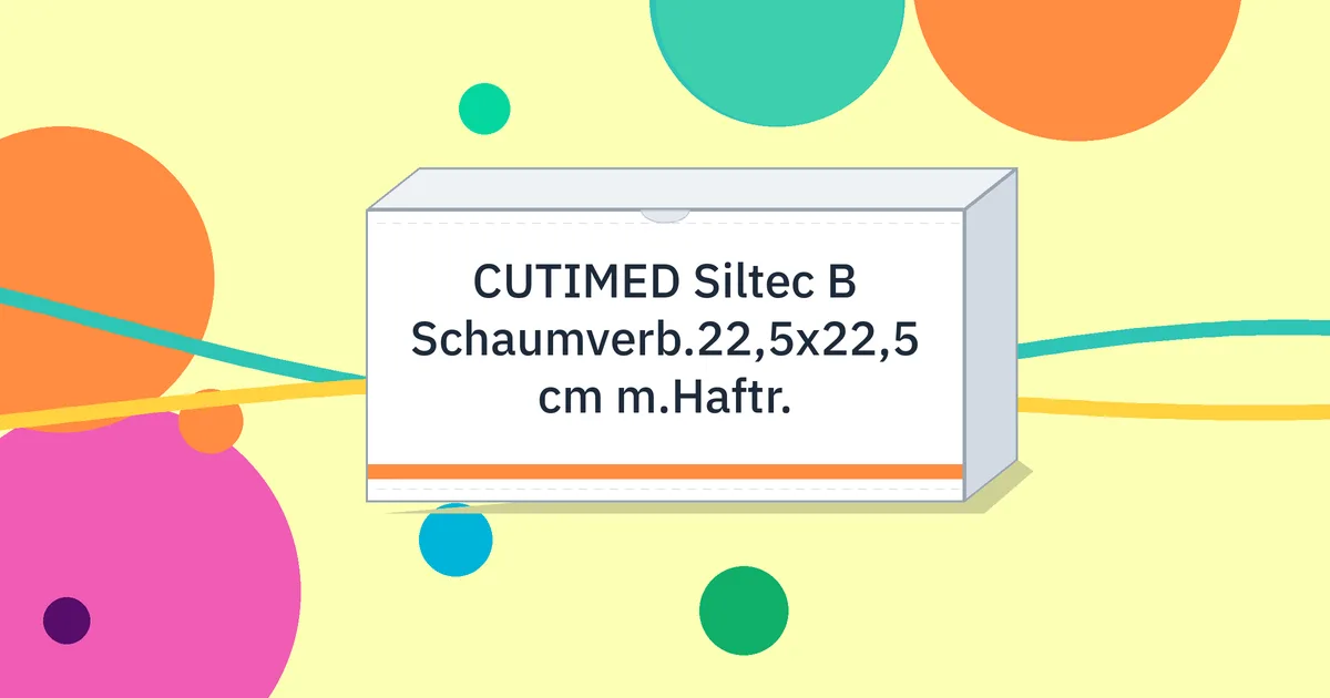 Symbolbild: Packung mit der Aufschrift CUTIMED Siltec B Schaumverb.22,5x22,5 cm m.Haftr. (PZN 07766171) – Verfügbarkeit und Bezug in Apotheken in Frankfurt am Main