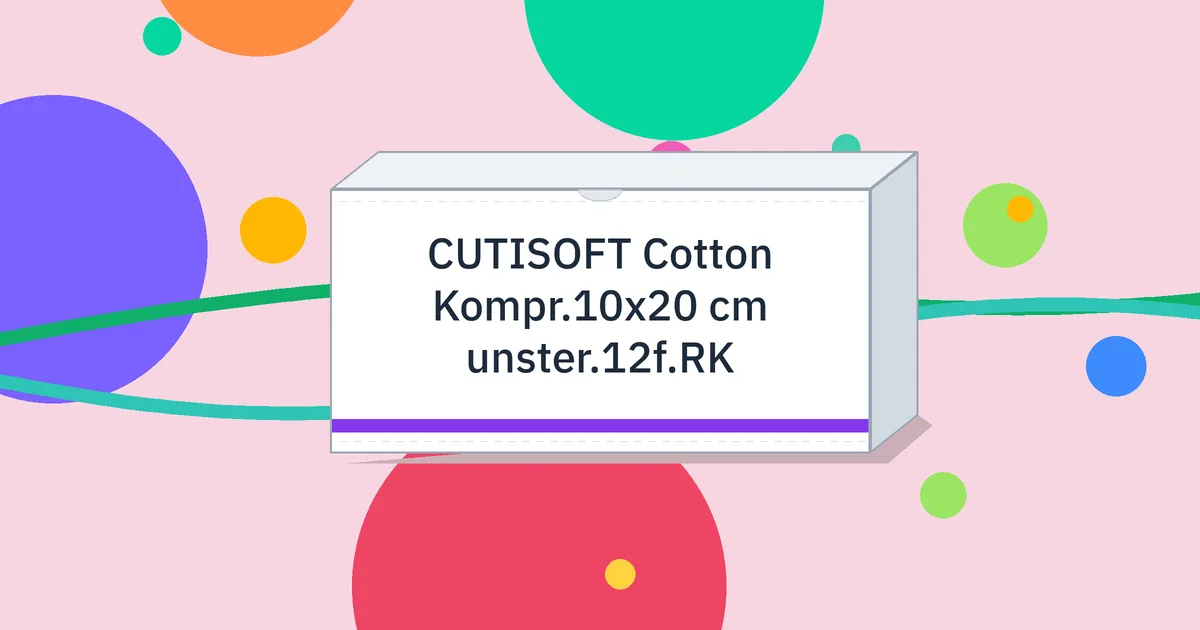 Symbolbild: Packung mit der Aufschrift CUTISOFT Cotton Kompr.10x20 cm unster.12f.RK (PZN 03897551) – Verfügbarkeit und Bezug in Apotheken in Frankfurt am Main