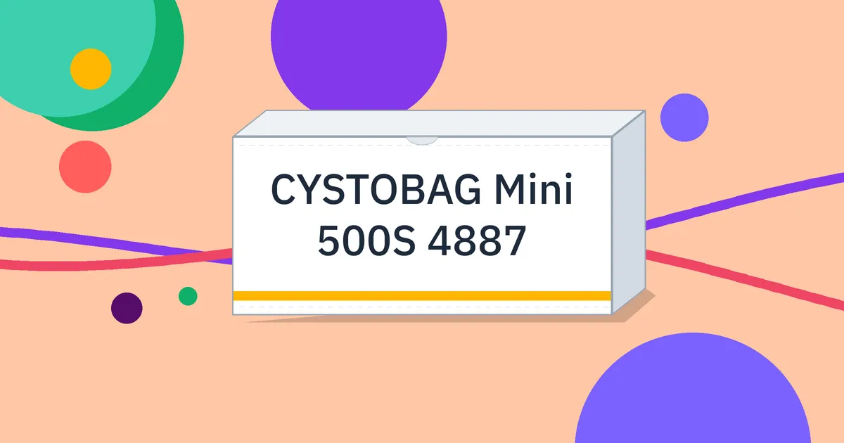 Symbolbild: Packung mit der Aufschrift CYSTOBAG Mini 500S 4887 (PZN 04791010) – Verfügbarkeit und Bezug in Apotheken in Frankfurt am Main