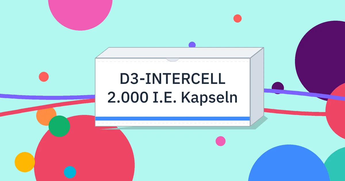 Symbolbild: Packung mit der Aufschrift D3-INTERCELL 2.000 I.E. Kapseln (PZN 03735481) – Verfügbarkeit und Bezug in Apotheken in Frankfurt am Main
