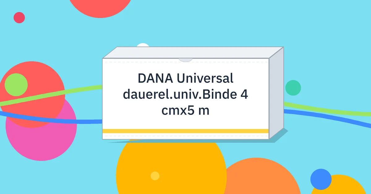 Symbolbild: Packung mit der Aufschrift DANA Universal dauerel.univ.Binde 4 cmx5 m (PZN 20810617) – Verfügbarkeit und Bezug in Apotheken in Frankfurt am Main